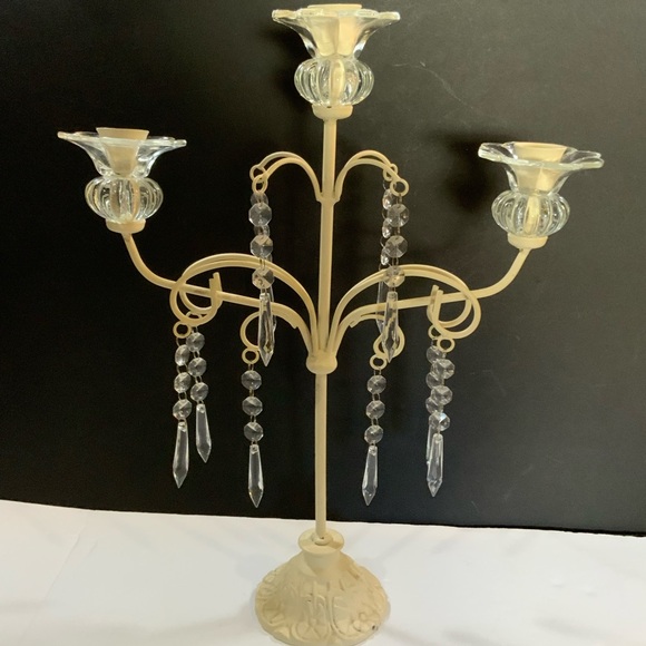 Accents | Candelabra Lucite Prisms 3 Tapers Holders 17 Antique Iron ...